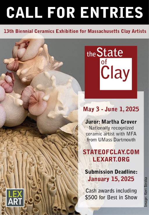 An exhibit featuring clay artists connected to Massachusetts